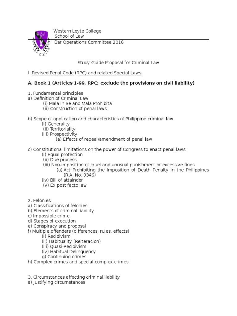 Criminal Law Study Guide Book 1 | PDF | Probation | Criminal Law