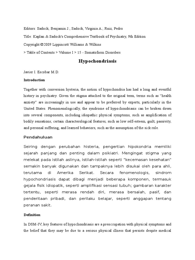 Hypochondriasis | PDF