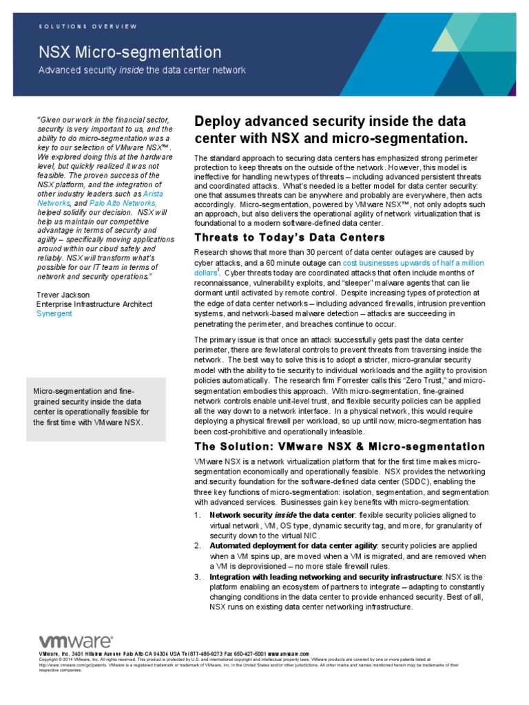 VMware Microsegmentation Solution Overview | PDF | V Mware | Data Center
