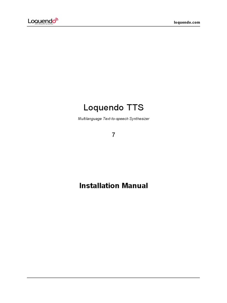 Loquendo TTS 7 Installation Manual | PDF | Speech Synthesis | Microsoft Windows