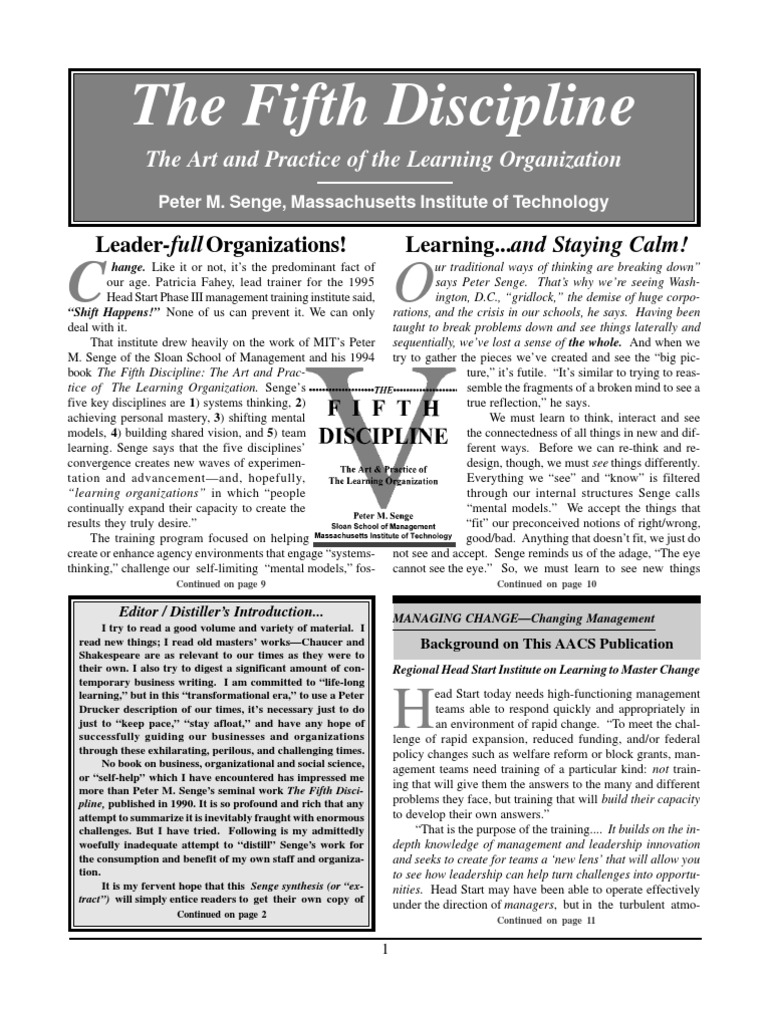 The Fifth Discipline: The Art and Practice of The Learning Organization ...
