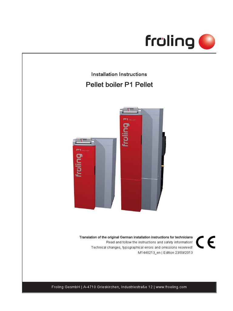 Froling P1 Pellet Installation Operating Instructions | Chimney | Boiler
