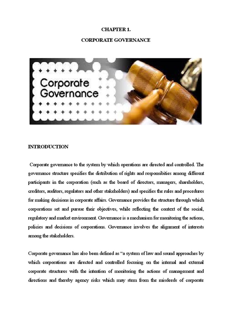 Understanding Corporate Governance Basics | PDF | Corporate Governance ...