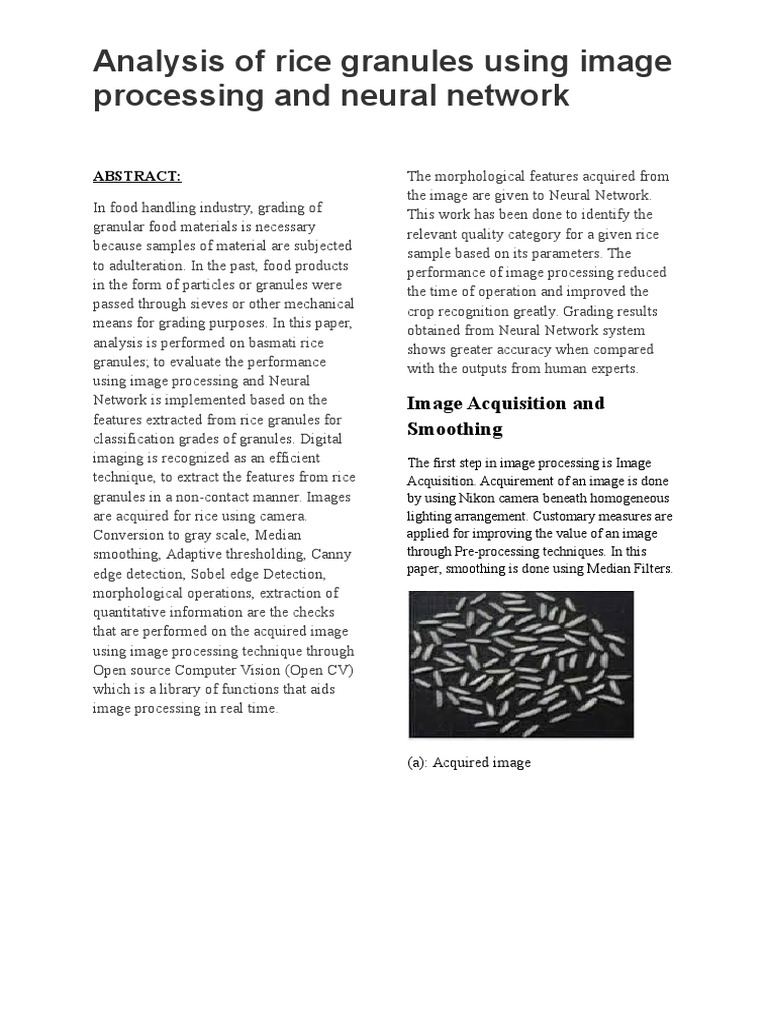 Analysis of Rice Granules Using Image Processing and Neural Network ...