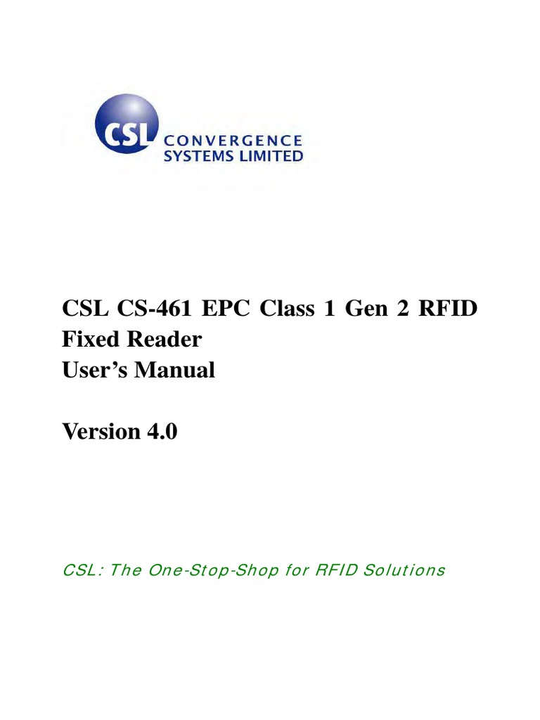 CS461 User S Manual v4.0 | PDF | Radio Frequency Identification | Application Programming Interface