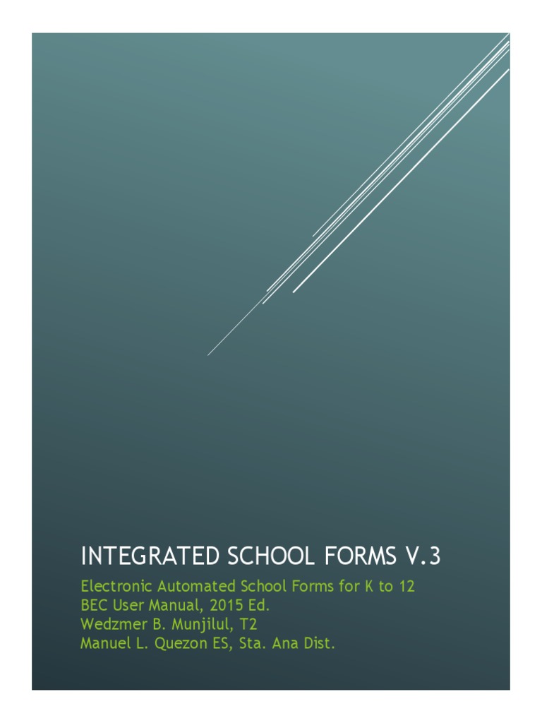 Integrated School Forms V2 Manual | PDF | Microsoft Excel | Computer File
