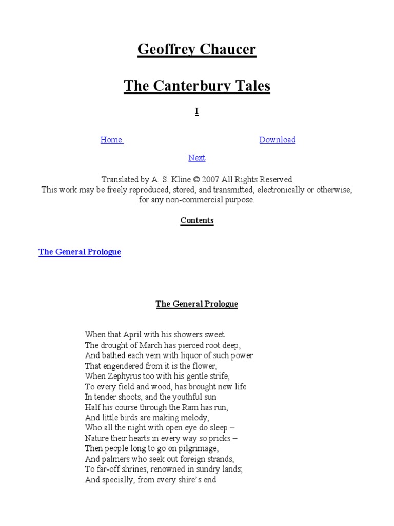 The Canterbury Tales Prologue | PDF | Religion & Spirituality | Poetry