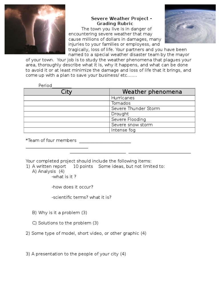 Severe Weather Project Grading Rubric | PDF | Business | Technology ...
