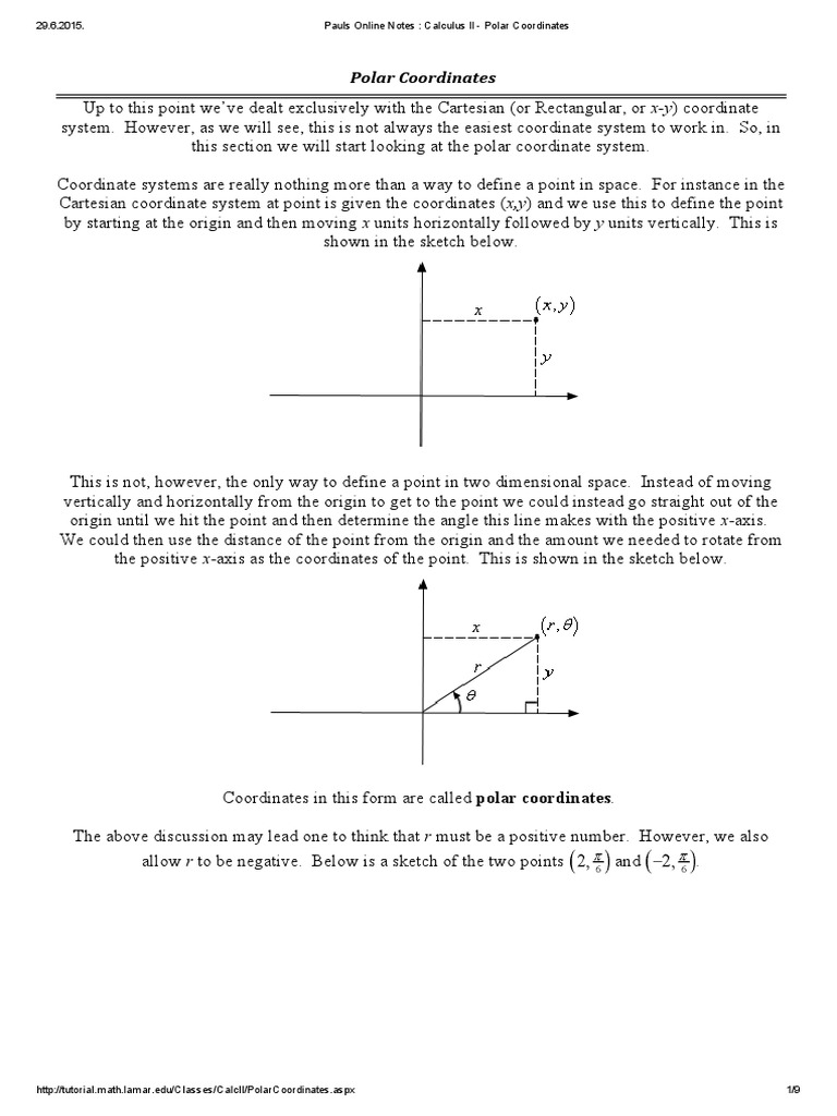 Pauls Online Notes - Calculus II - Polar Coordinates | PDF | Coordinate ...