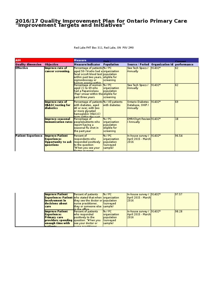 Ontario Primary Care Quality Improvement Plan | PDF | Glycated ...