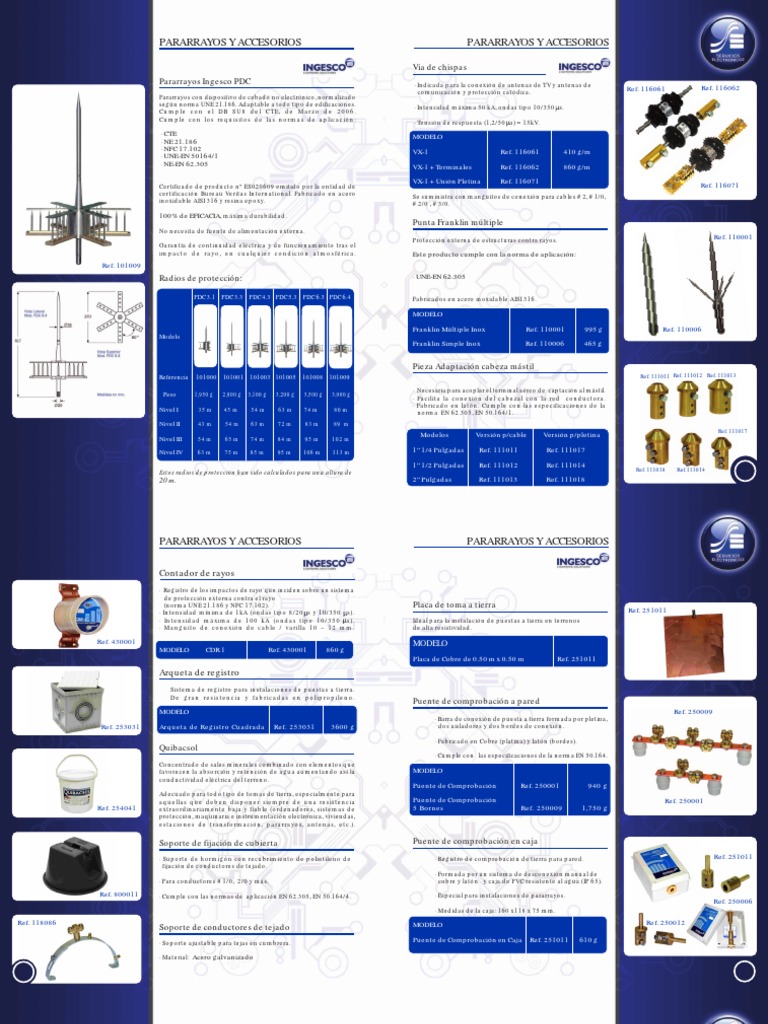 Pararrayos Accesoriosl K | PDF | Cobre | Ingeniería de Edificación