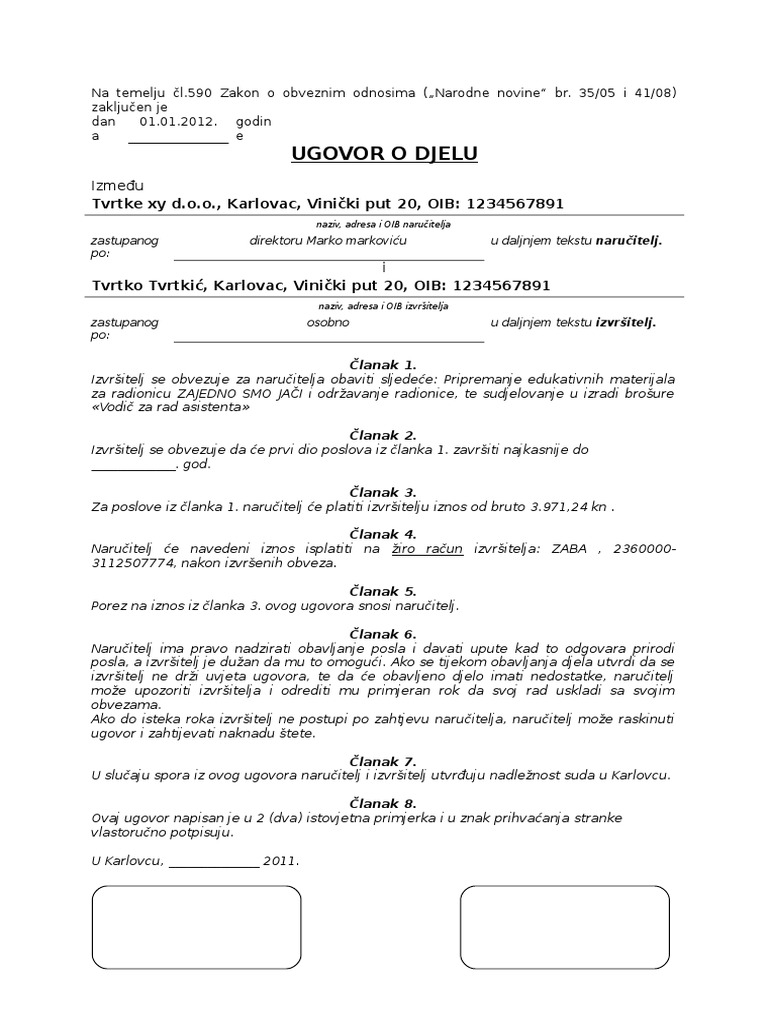 Ugovor o Djelu | PDF