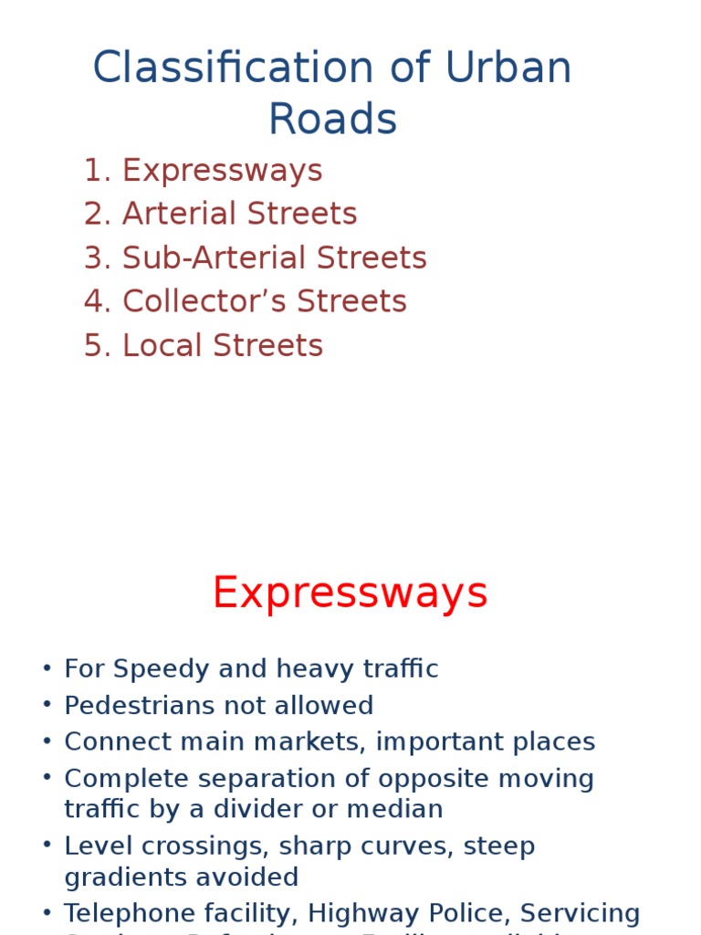 Classification of Urban Roads | PDF | Rail Transport | Traffic