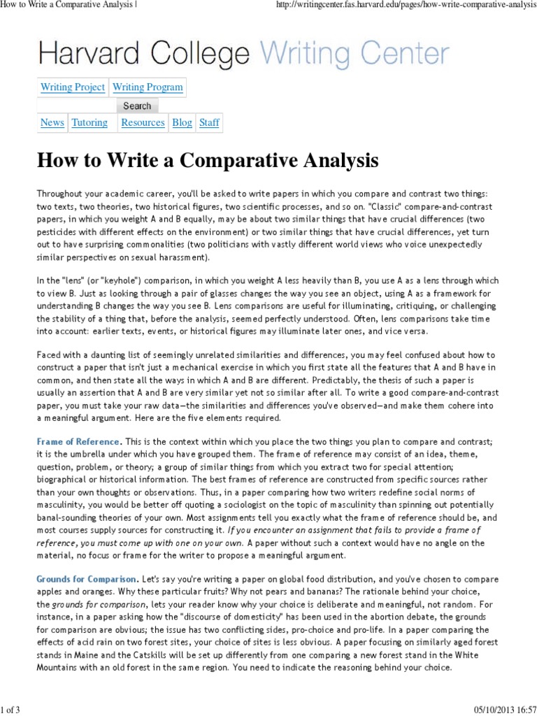 Harvard's How To Write A Comparative Analysis | PDF | Argument | Theory