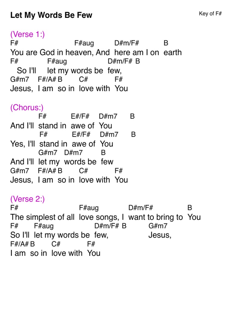 "Let My Words Be Few Lyrics" | PDF