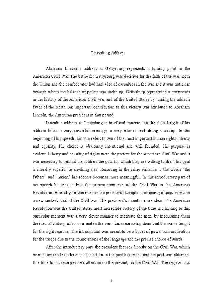 Analysis of Lincoln's Gettysburg Address | PDF | Abraham Lincoln ...
