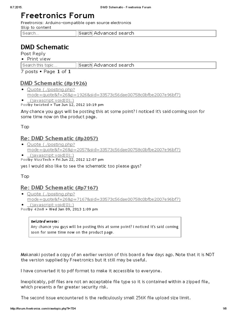DMD Schematic - Freetronics Forum | Media Technology | Computer Data | Free 30-day Trial | Scribd