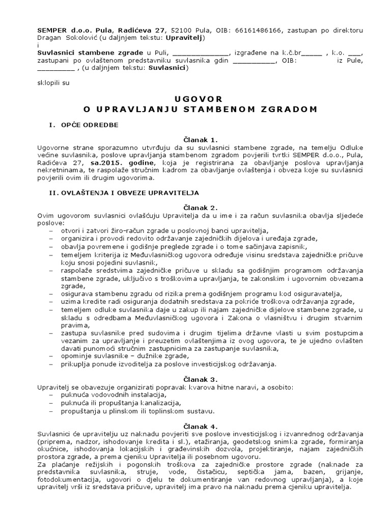 Ugovor o Upravljanju | PDF