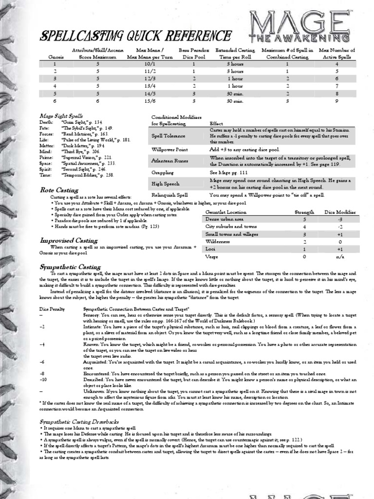 Mage - Cheat Sheet | PDF | Magician (Fantasy) | Volume