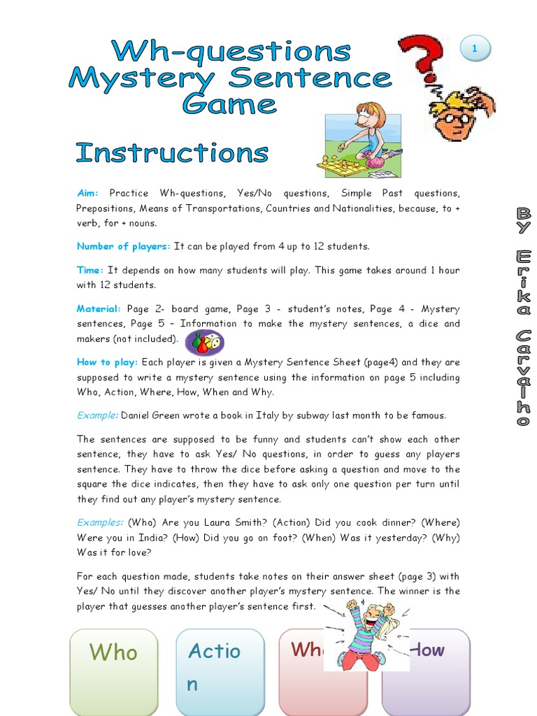 WH Questions Detective Game | PDF | Question | Onomastics