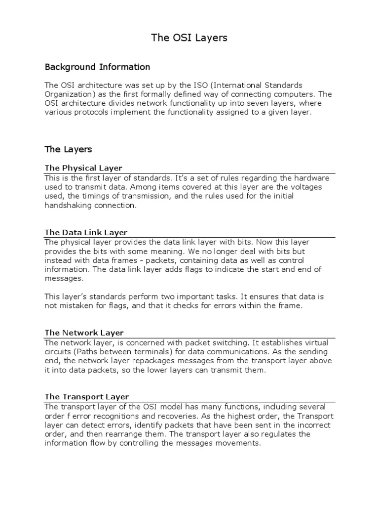 The OSI Layers | PDF