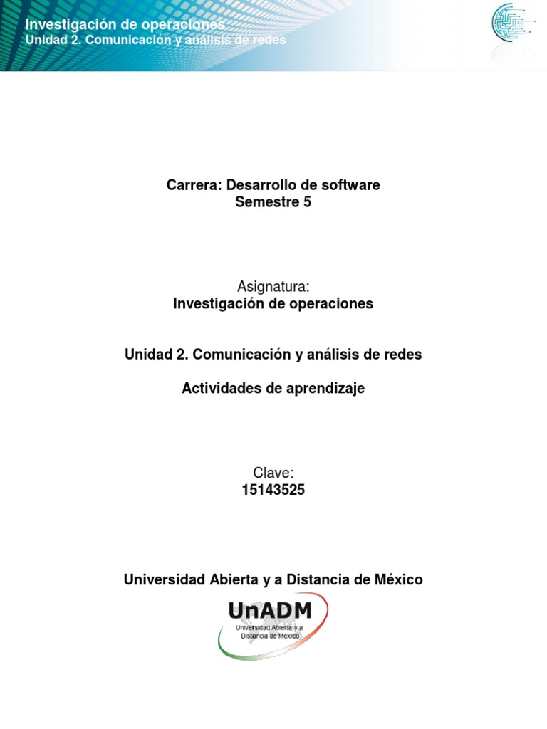 Unidad 2. Actividades de Aprendizaje | PDF