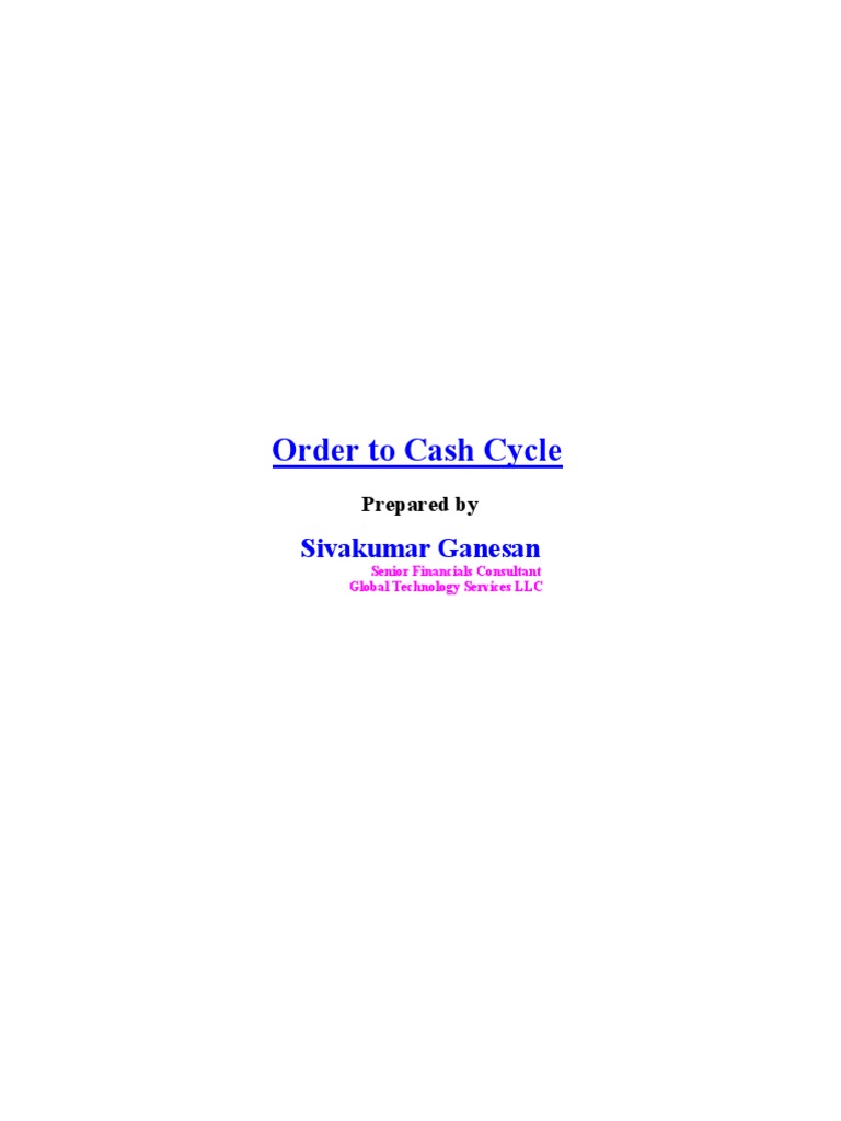 Order to Cash Cycle Process Guide | PDF | Receipt | Invoice