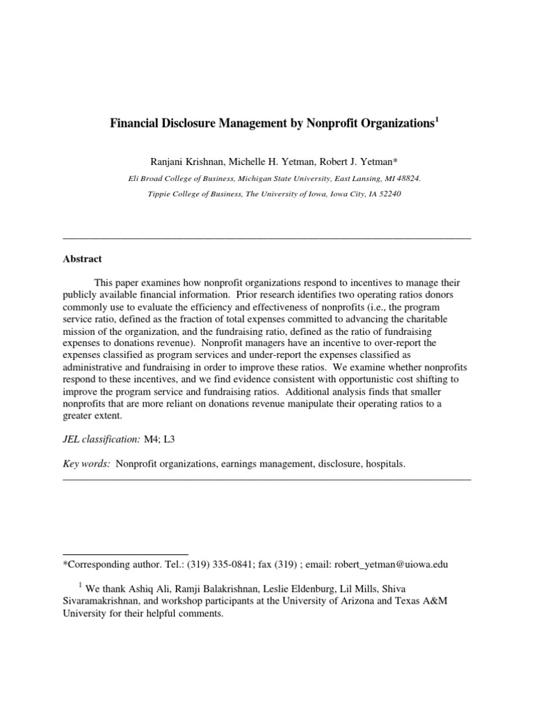 Financial Disclosure Management by NPO | PDF | Fundraising | Nonprofit ...