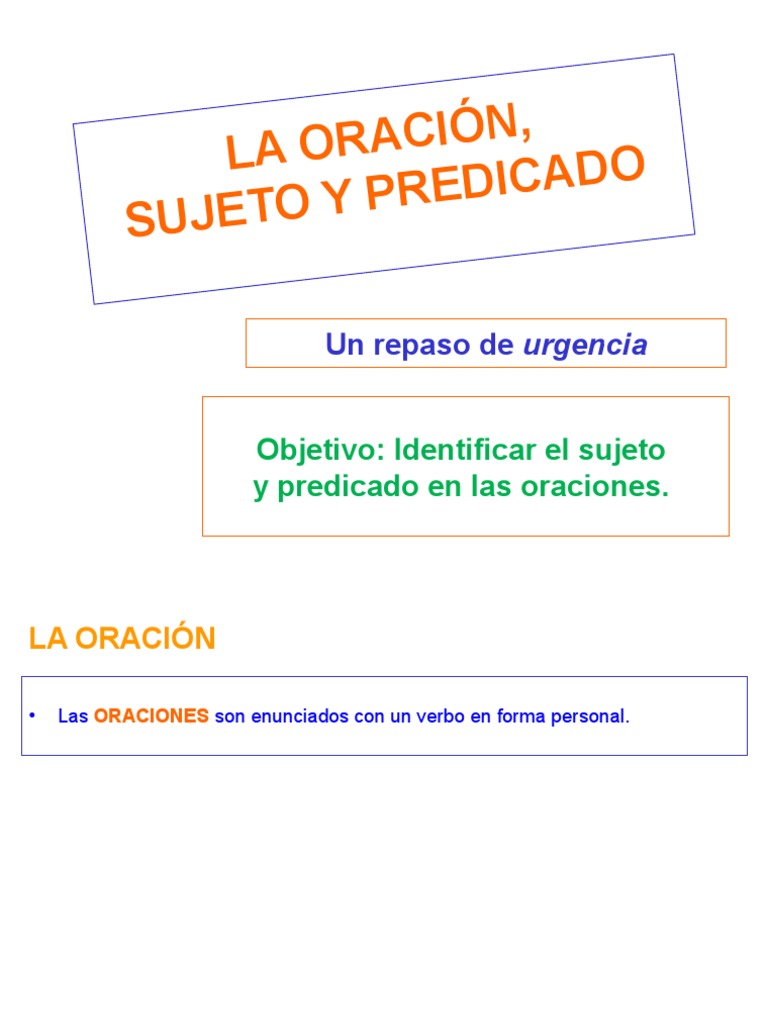 La Oracion Sujeto y Predicado | PDF | Predicado (Gramática) | Asunto ...