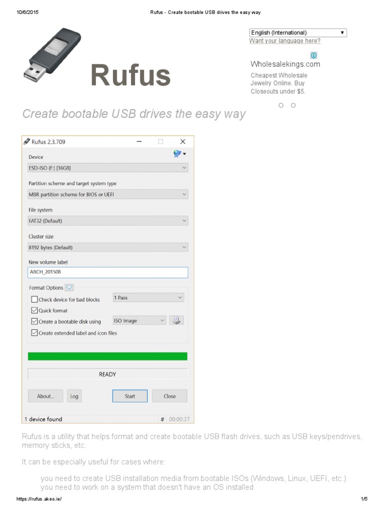 Rufus - Create Bootable USB Drives The Easy Way | PDF | Usb Flash Drive ...