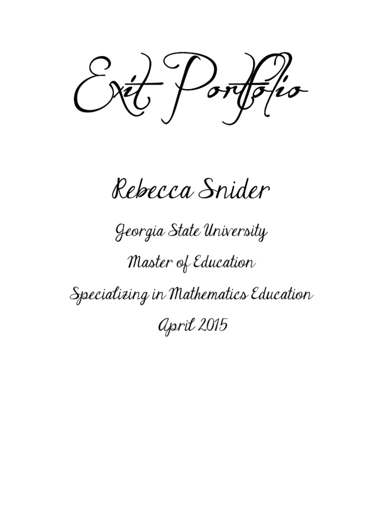 Exit Portfolio | PDF | National Council Of Teachers Of Mathematics ...