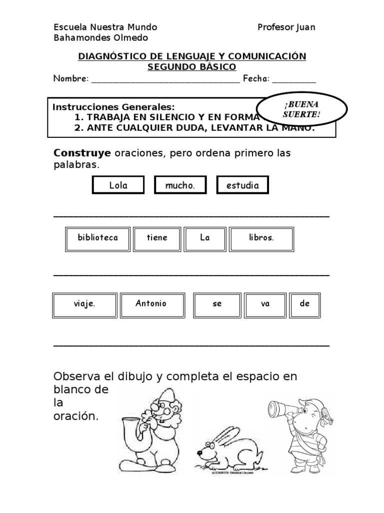 Prueba de Lenguaje 2° Básico | PDF