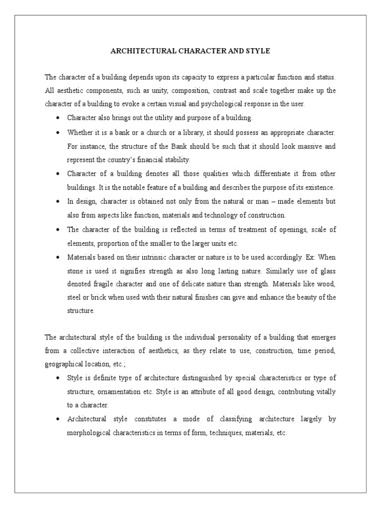 Exploring the Foundations of Architectural Character and Style | PDF ...