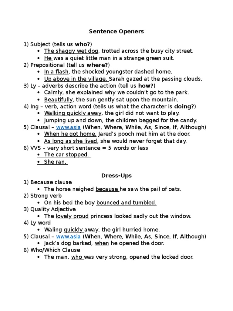 Sentence Openers | PDF