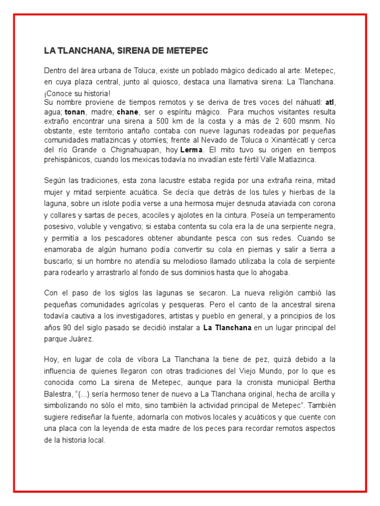 La Tlanchana: Leyenda de Metepec | PDF