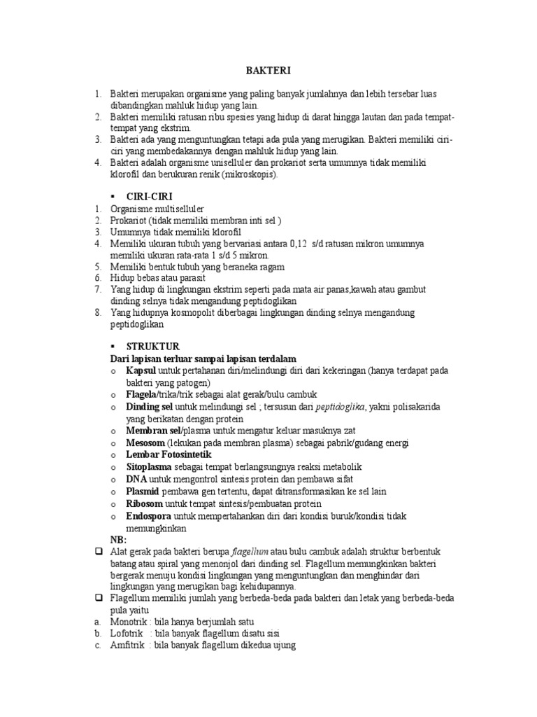 Rangkuman Materi Bakteri | PDF | Ilmu Sosial | Sains & Matematika