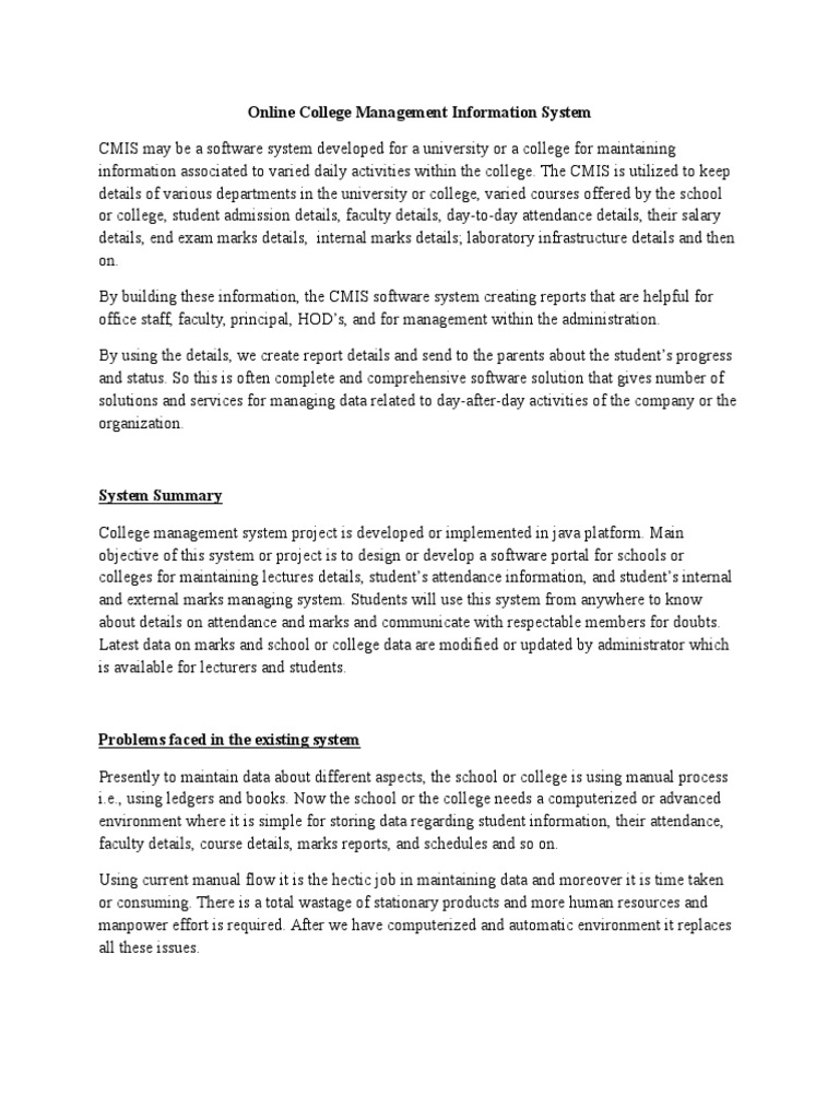 Online College Management Information System | PDF | Information ...