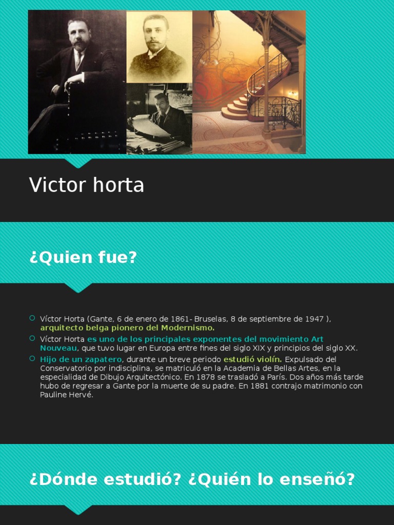 Biografía de Víctor Horta, pionero del Modernismo | PDF