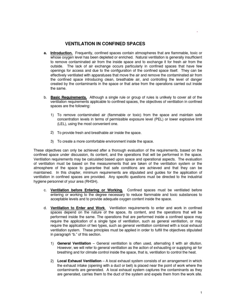 Confined Space Ventilation Guidelines | PDF | Ventilation (Architecture ...