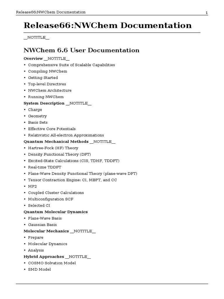 Nwchem Manual | PDF | Molecular Dynamics | Density Functional Theory