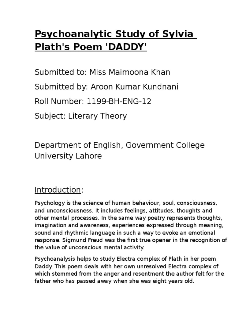 Sylvia Plath Poetry | PDF | Psychoanalysis | Thought