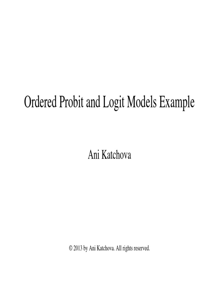 Ordered Probit and Logit Models Example | PDF