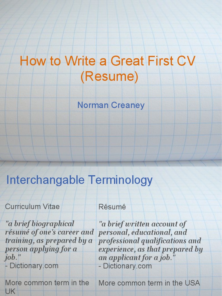 How To Write A Great First CV | PDF | Résumé | Cognition
