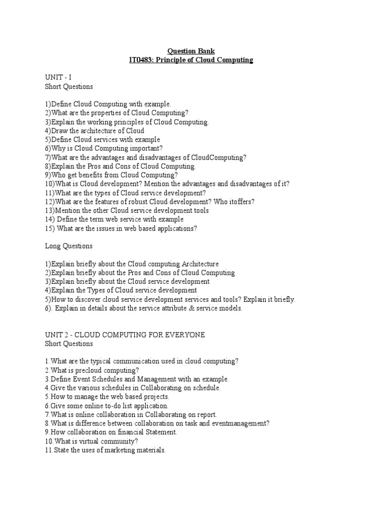 Question Bank 124 | PDF | Cloud Computing | Apache Hadoop