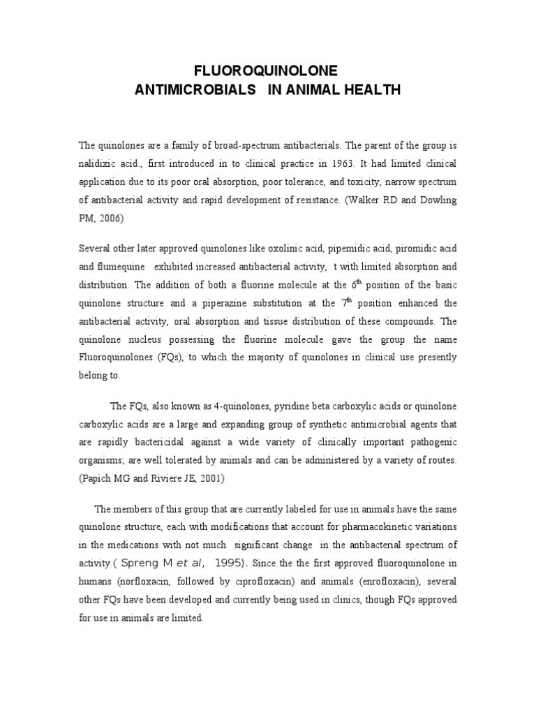 Fluoroquinolone Antimicrobials in Animal Health | PDF | Drugs | Medicine