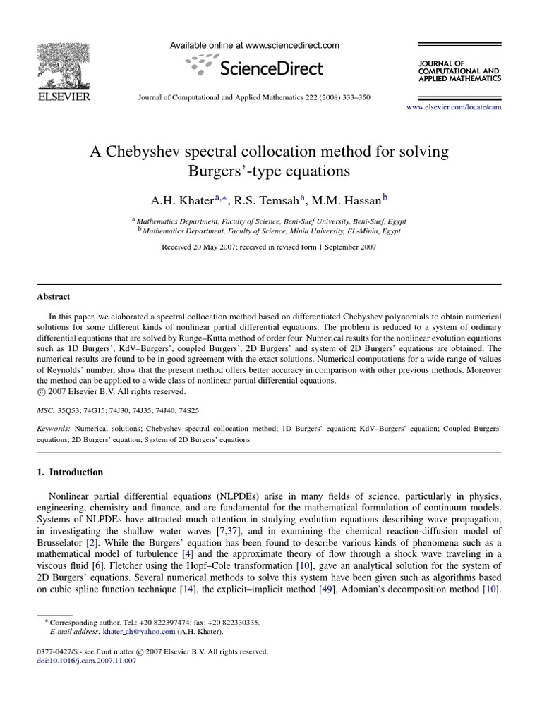 A Chebyshev Spectral Collocation Method For Solving | PDF | Numerical ...
