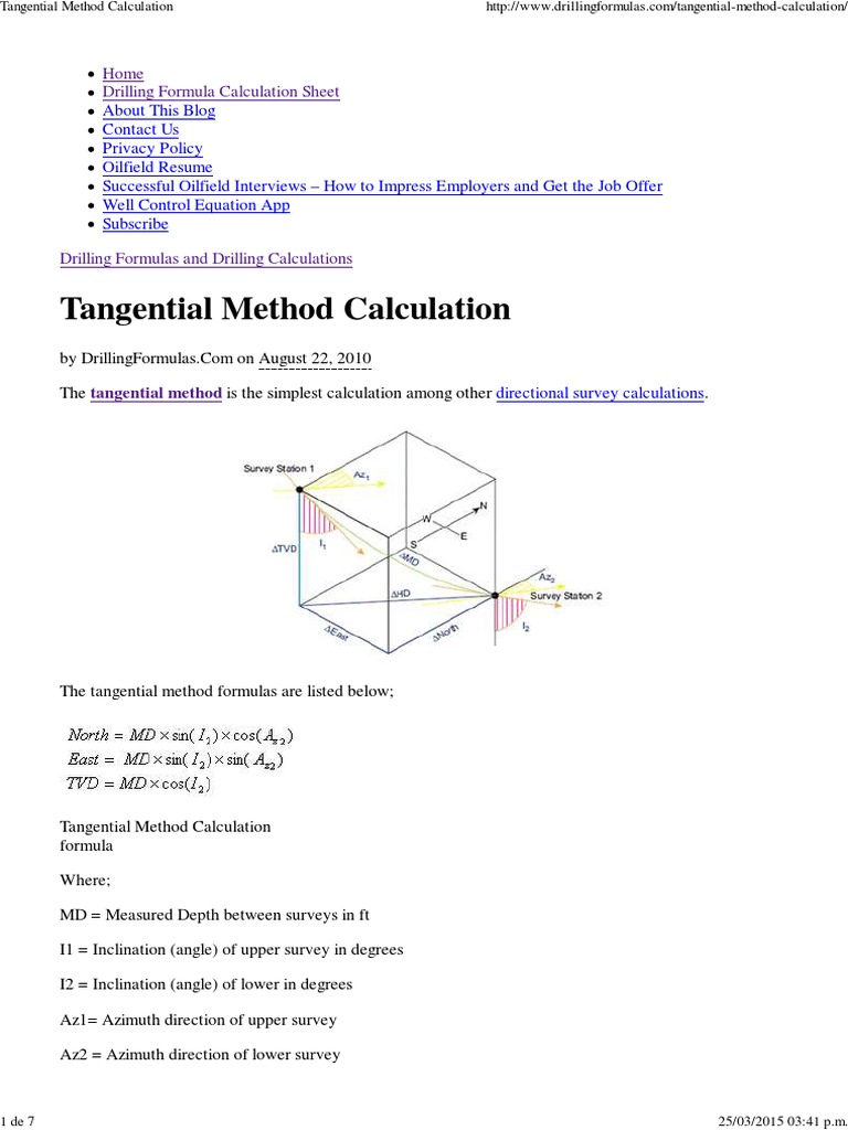 Tangential Method Calculation | Oil Well | Tangent