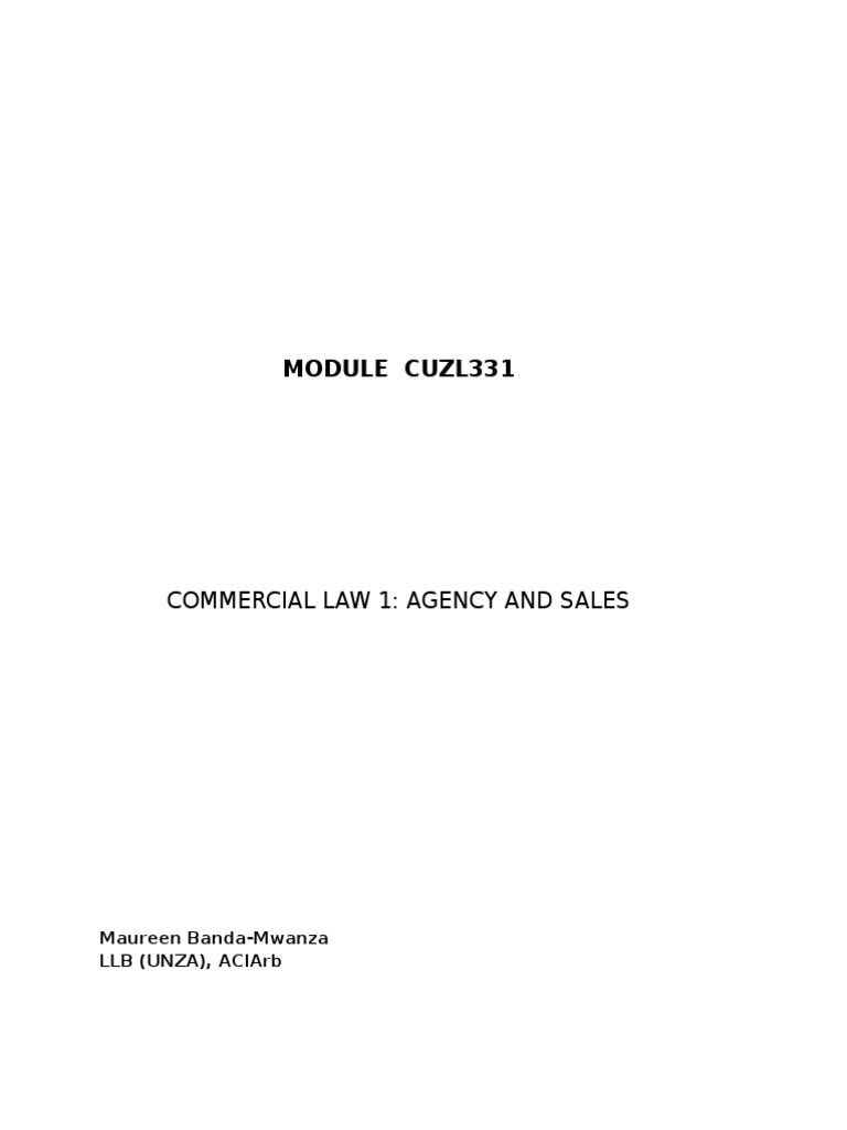 Commercial Law 1 | PDF | Law Of Agency | Financial Transaction