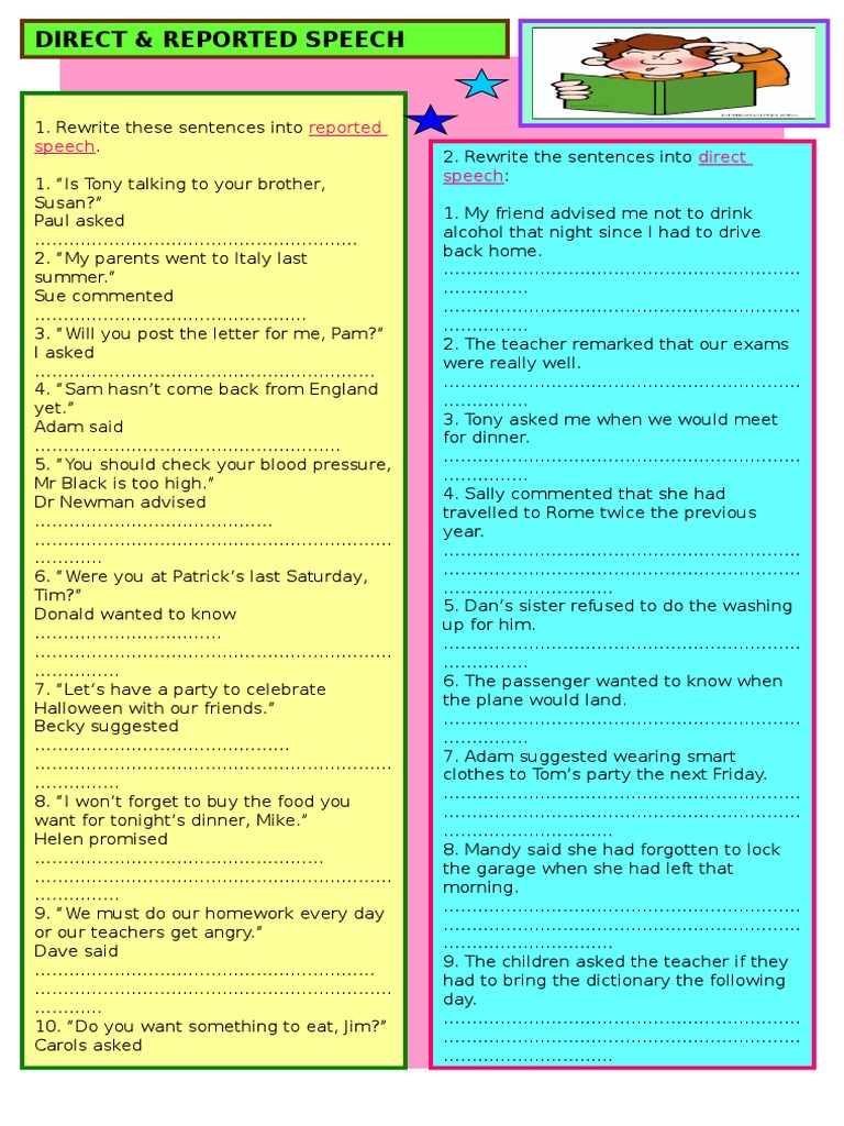Direct and Reported Speech Exercises | PDF | Leisure