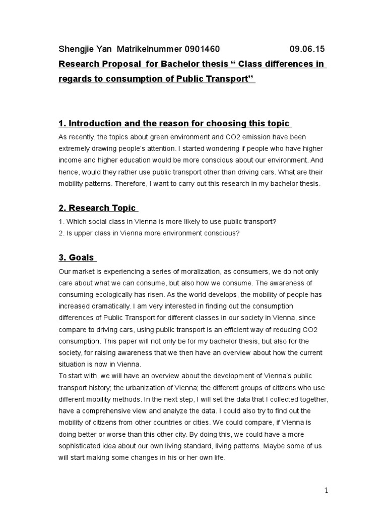 Research Proposal For Bachelor Thesis | PDF | Public Transport | Transport
